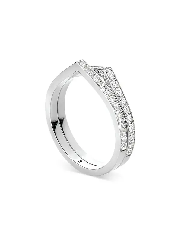 REPOSSI 18k Antifer Diamond V Shaped Double Row Band - White Gold