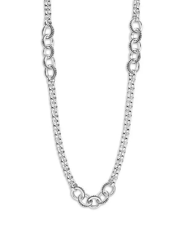Lagos Sterling Signature Caviar Interlocking Ring Station Necklace, 20 - Silver
