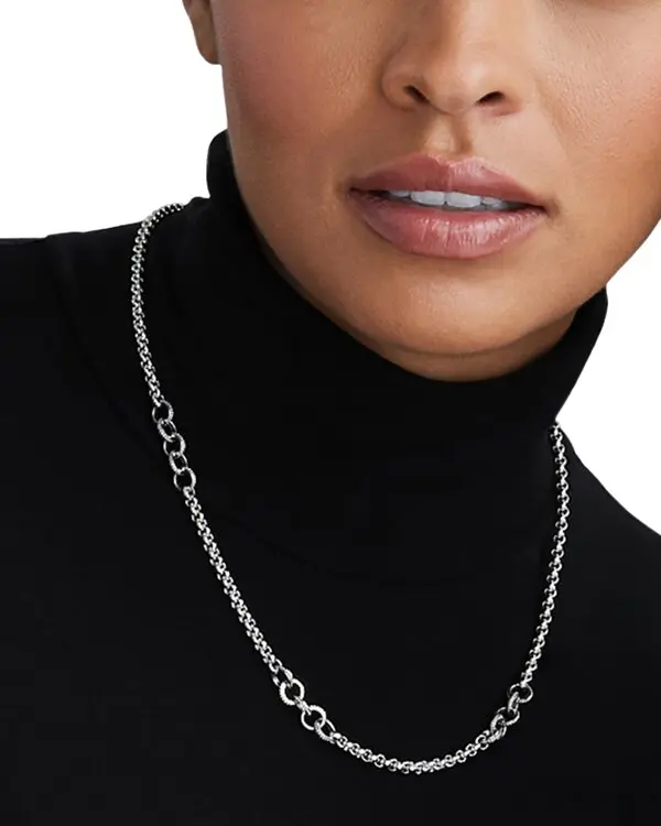 Lagos Signature Caviar Interlocking Ring Station Necklace