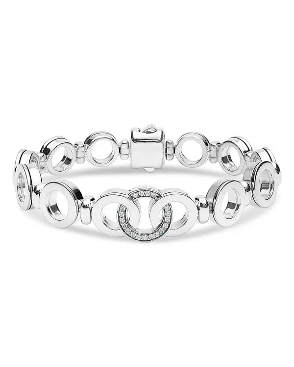Lagos Sterling Diamond Circle Chain Link Bracelet - Silver