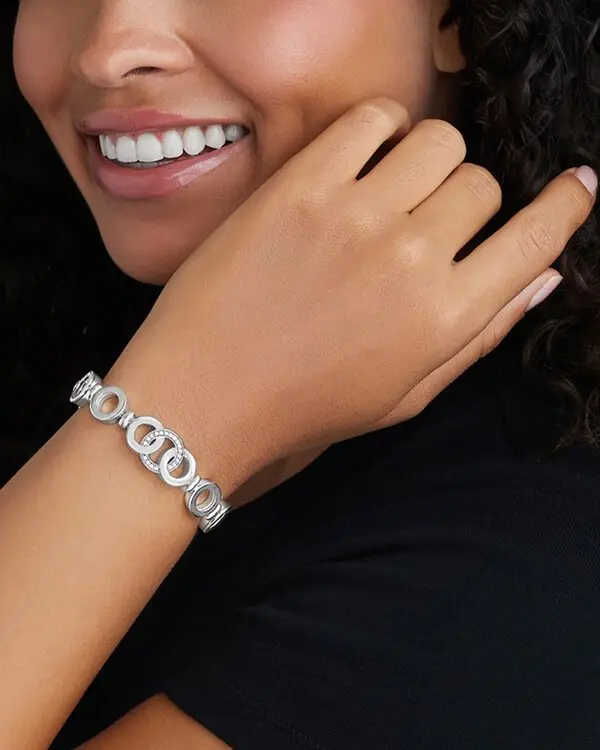Lagos Sterling Diamond Circle Chain Link Bracelet - Silver