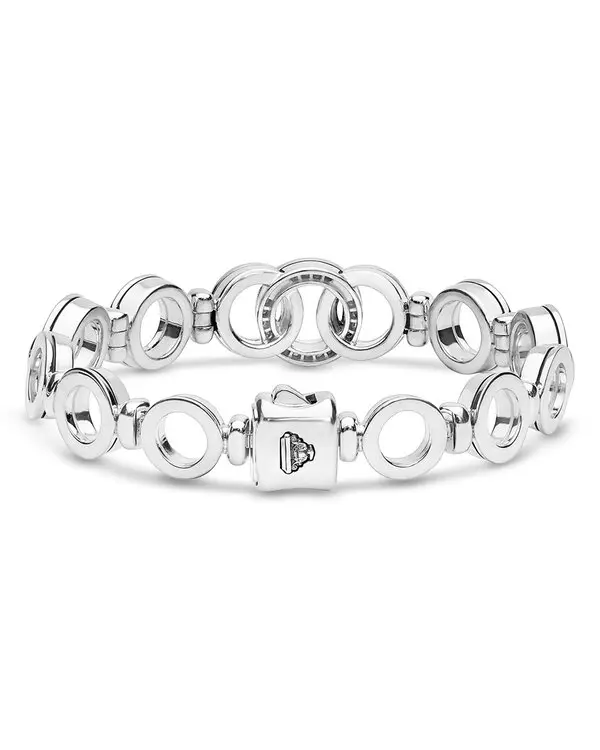 Lagos Sterling Diamond Circle Chain Link Bracelet - Silver