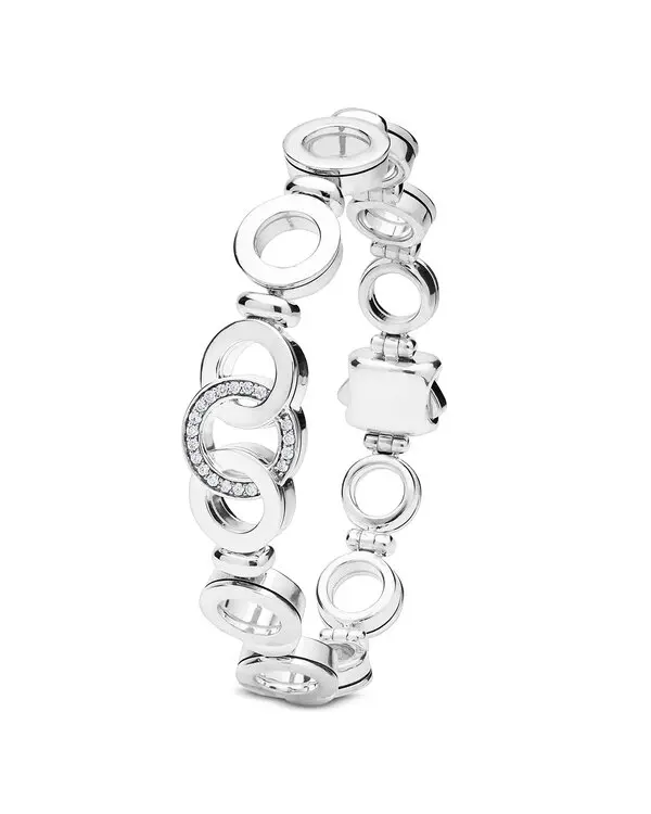 Lagos Sterling Diamond Circle Chain Link Bracelet - Silver