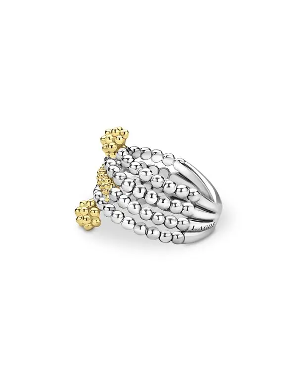 Lagos 18k Yellow Gold & Sterling Caviar Icon Ring - Silver