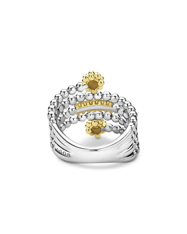 Lagos 18k Yellow Gold & Sterling Caviar Icon Ring - Silver