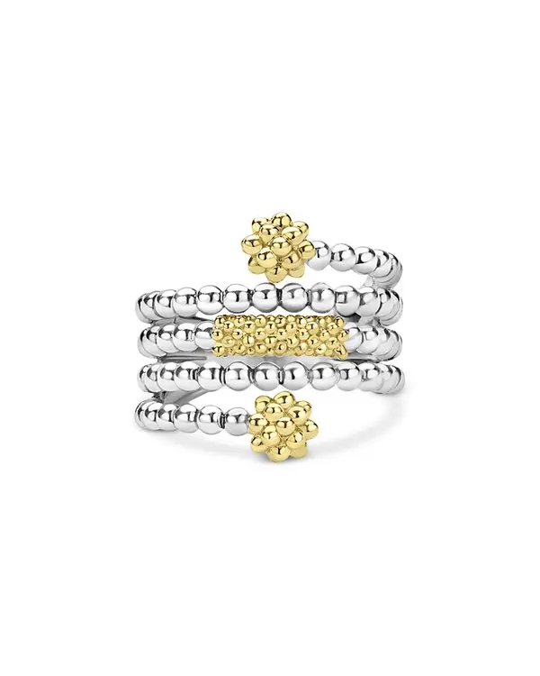 Lagos 18k Yellow Gold & Sterling Caviar Icon Ring - Silver