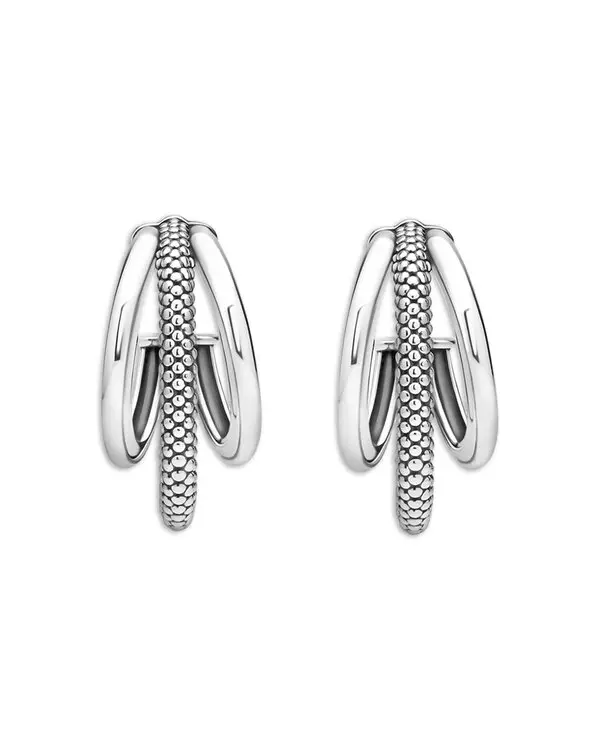 Lagos Sterling Signature Caviar Triple Huggie Hoop Earrings