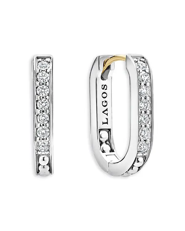 Lagos Sterling Caviar Spark Diamond Hoop Earrings - Silver