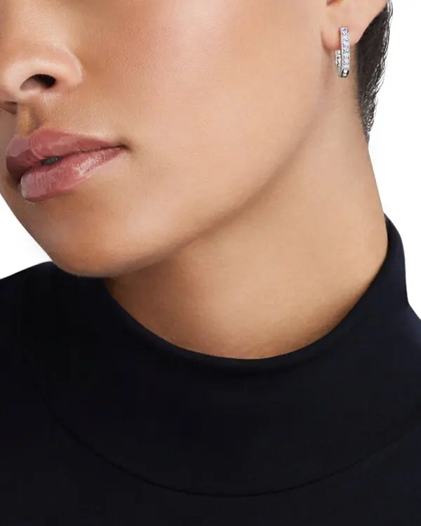 Lagos Sterling Caviar Spark Diamond Hoop Earrings