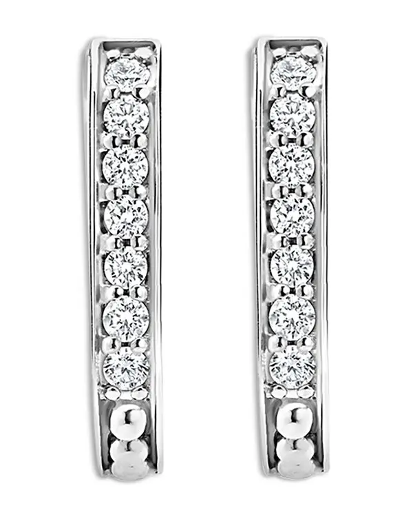 Lagos Sterling Caviar Spark Diamond Hoop Earrings