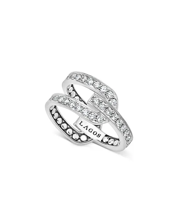 Lagos Sterling Diamond Caviar Linear Ring - Silver