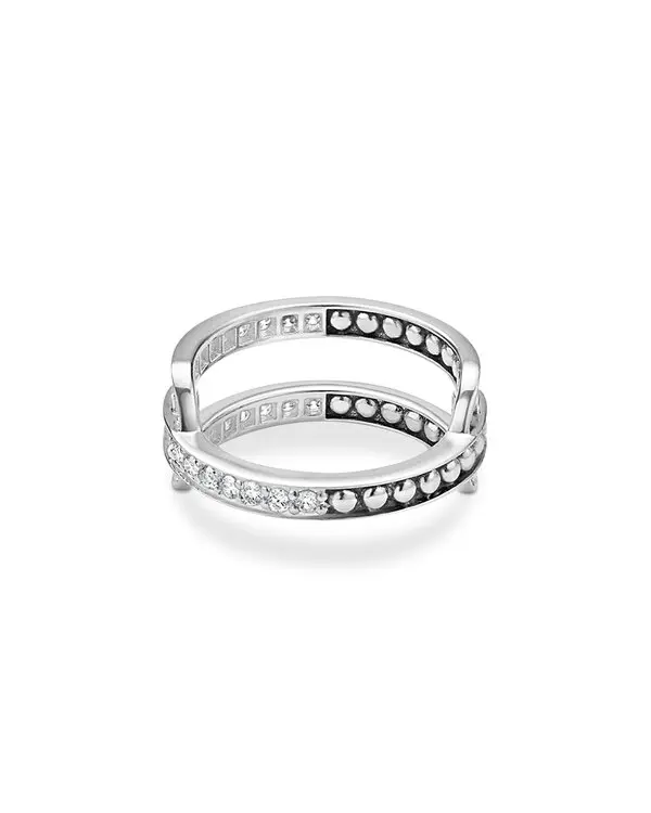 Lagos Sterling Diamond Caviar Linear Ring