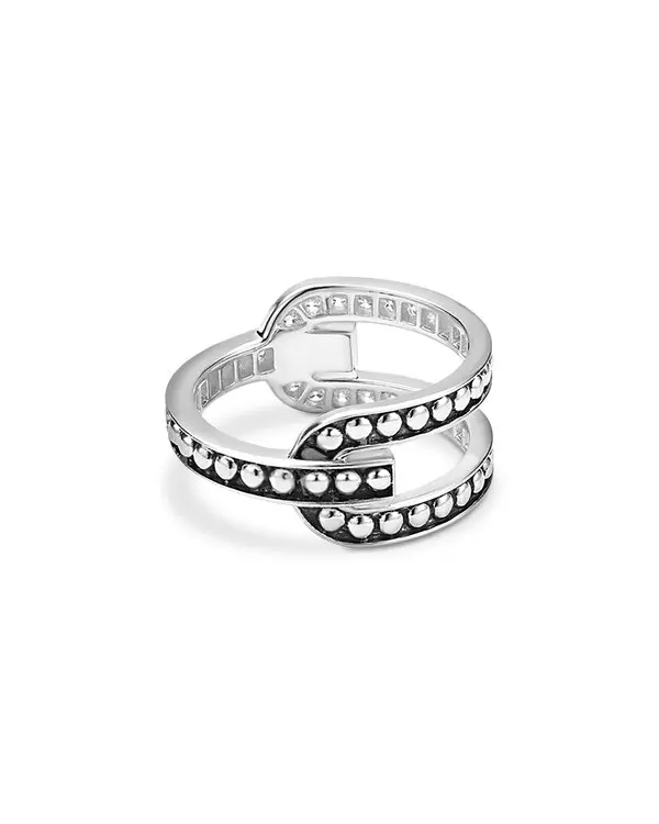 Lagos Sterling Diamond Caviar Linear Ring