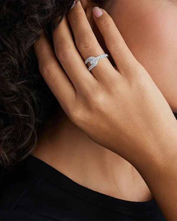 Lagos Sterling Diamond Caviar Linear Ring