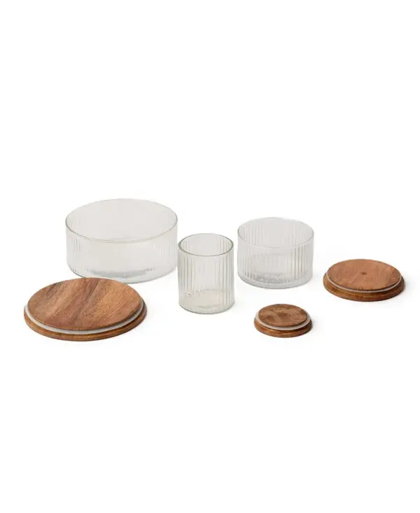 FLECK Fluted Glass Storage Jars Set Of 3