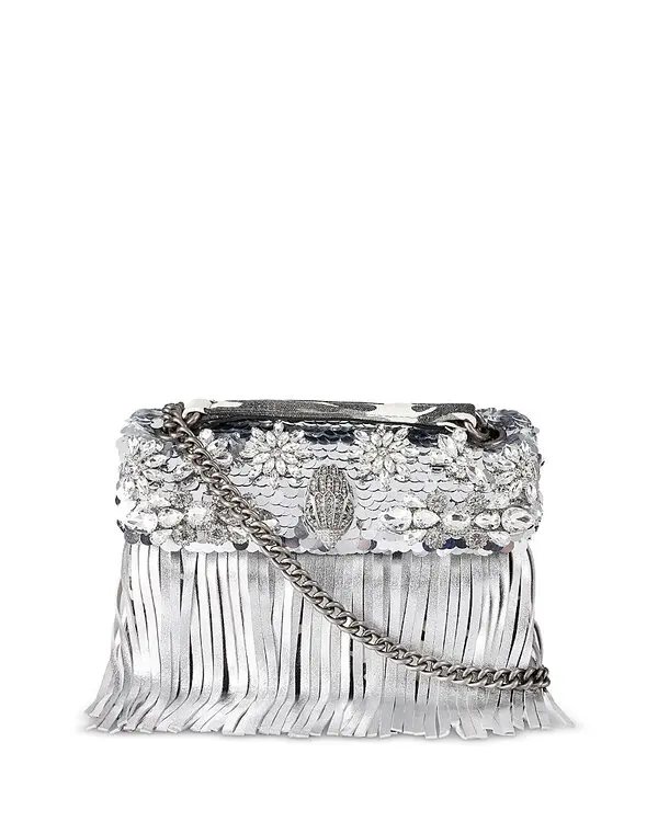 Kurt Geiger Kensington Medium Fringe Crossbody - Open Grey