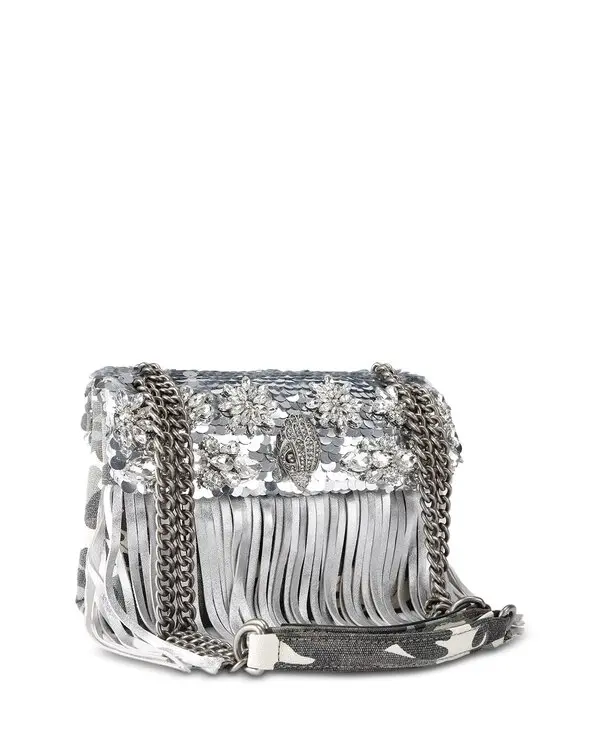 Kurt Geiger Kensington Medium Fringe Crossbody - Open Grey