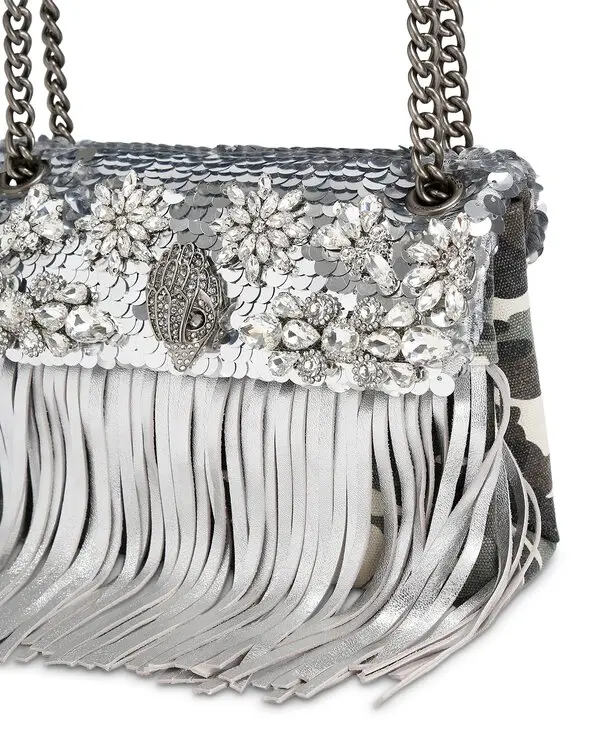 Kurt Geiger Kensington Medium Fringe Crossbody - Open Grey