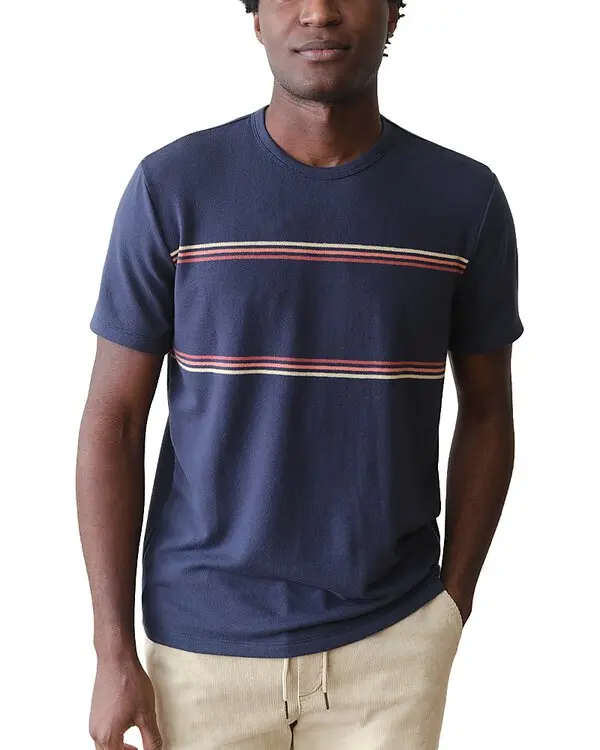 Marine Layer Signature Jacquard Crew Tee - Navy Sunset Stripe