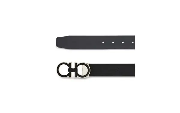 FERRAGAMO Leather Belt With Gancini Buckle - Nero