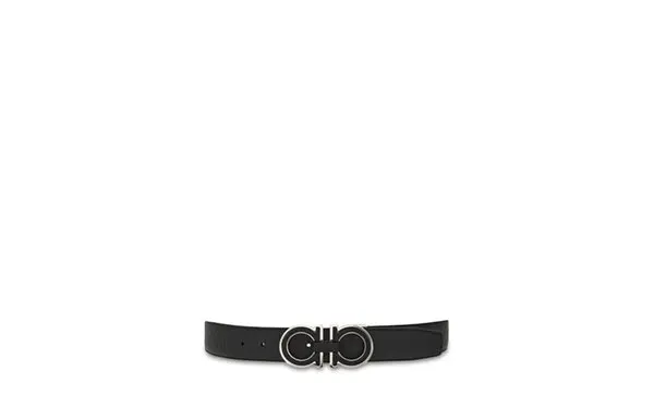 FERRAGAMO Leather Belt With Gancini Buckle - Nero