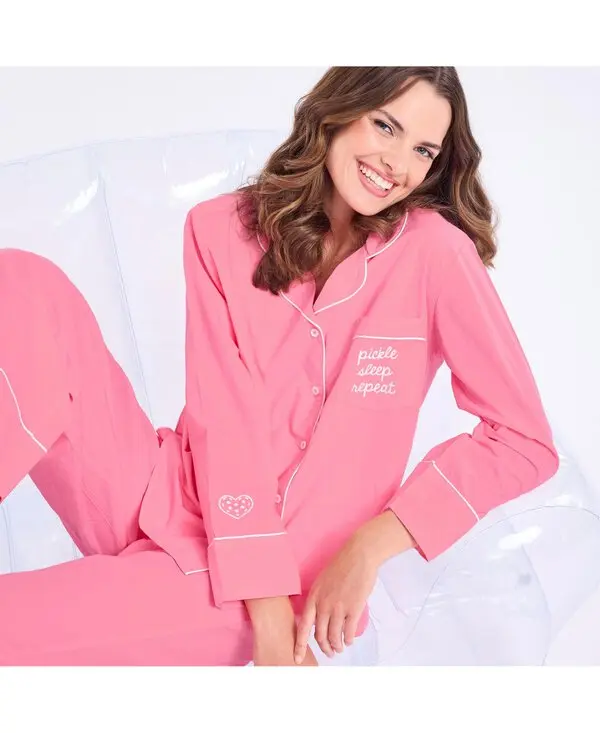 AME & LULU Long Pajama Set - Pink Pickle Sleep Repeat