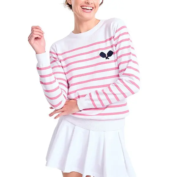 AME & LULU Club Sport Sweater - Pink Paddle Stripes