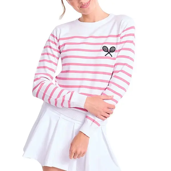 AME & LULU Club Sport Sweater - Pink Rally Stripes