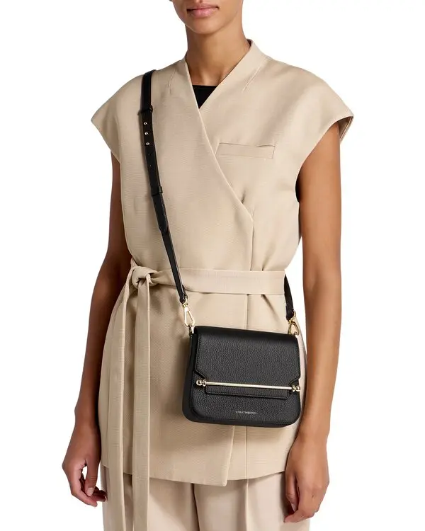Strathberry Ace Mini Leather Crossbody Bag - Black