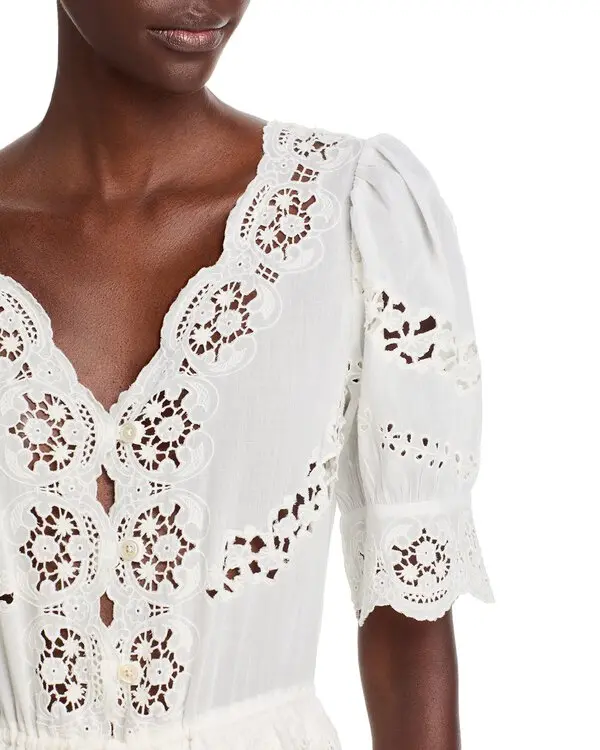 Sea Embroidered Drawstring Waist Dress