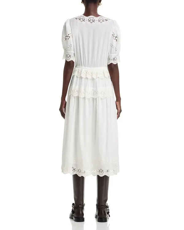 Sea Embroidered Drawstring Waist Dress