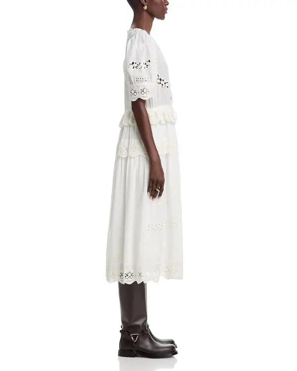 Sea Embroidered Drawstring Waist Dress