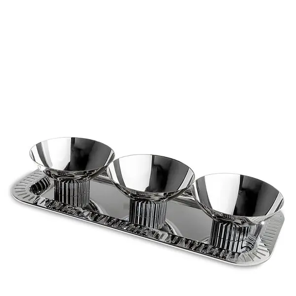 ANNA NEW YORK Striations Tray And Bowls - Silver