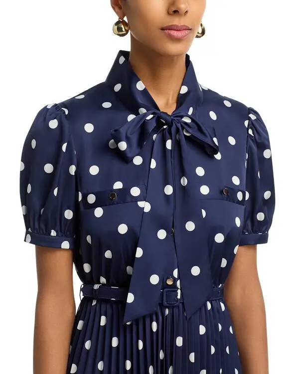 SELF-PORTRAIT Polka Dot Satin Midi Dress
