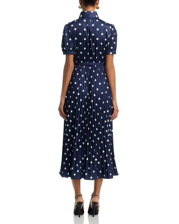 SELF-PORTRAIT Polka Dot Satin Midi Dress