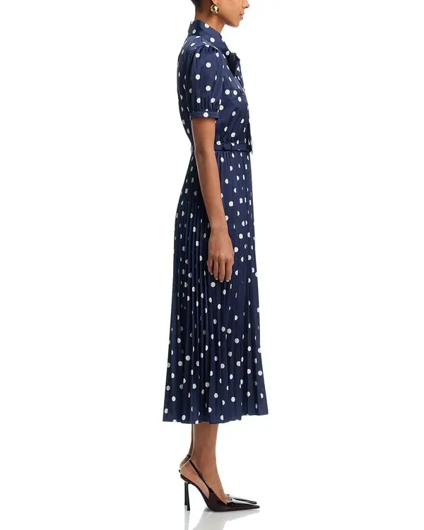 SELF-PORTRAIT Polka Dot Satin Midi Dress