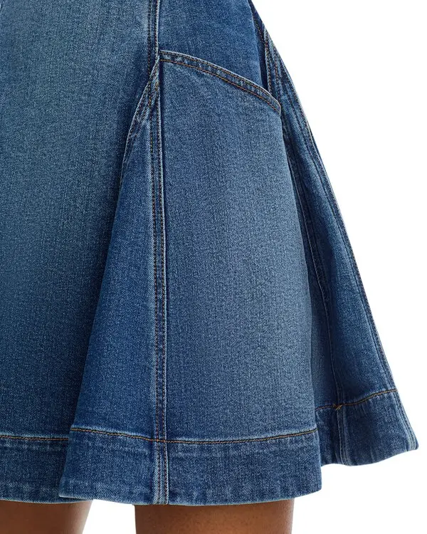 SELF-PORTRAIT Flared Denim Mini Dress