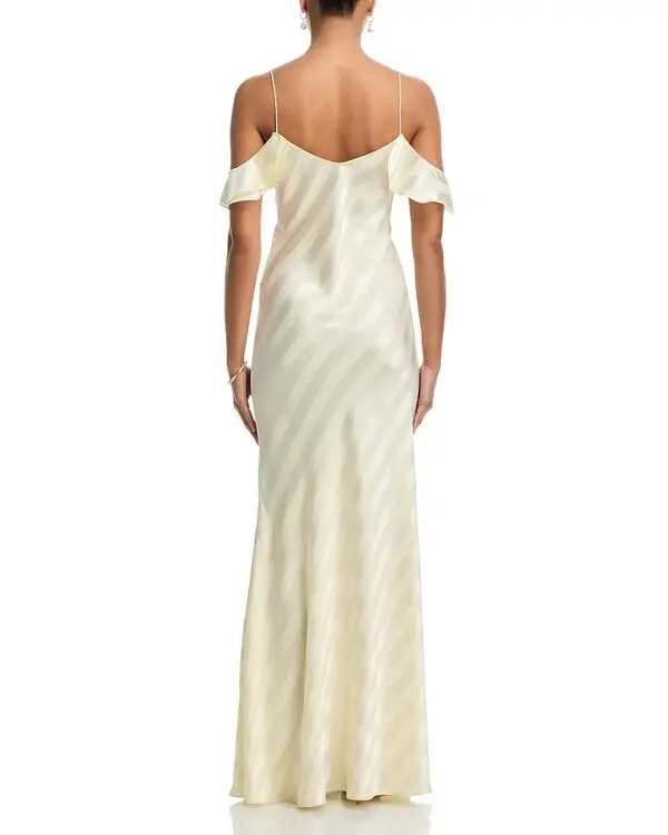 SELF-PORTRAIT Satin Striped Maxi Dress - Yellow