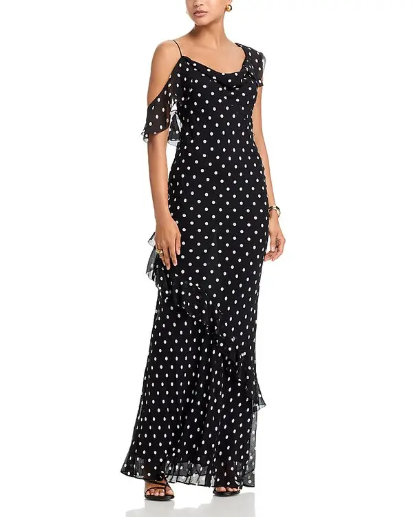 SELF-PORTRAIT Polka Dot Georgette Dress - Black