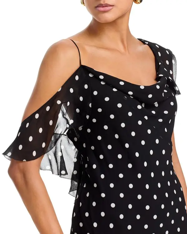 SELF-PORTRAIT Polka Dot Georgette Dress - Black