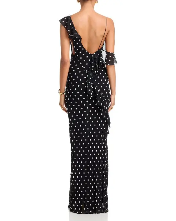 SELF-PORTRAIT Polka Dot Georgette Dress - Black