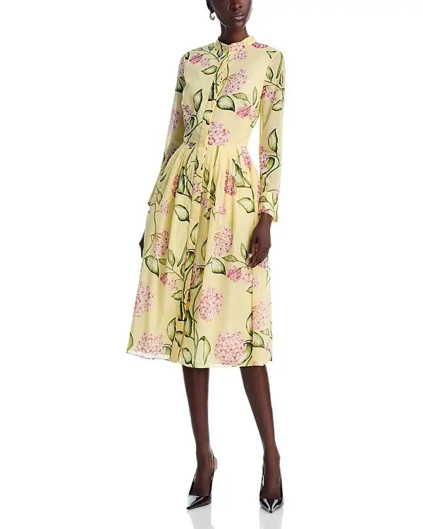 Oscar De La Renta High Neck Shirt Dress - Pink/butter