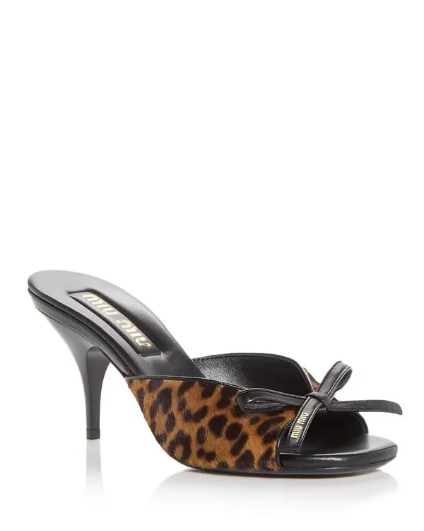 Miu Miu Calf Hair Slide Sandals - Miele
