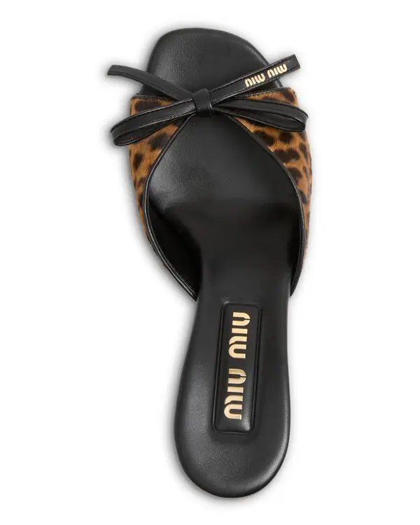 Miu Miu Calf Hair Slide Sandals - Miele