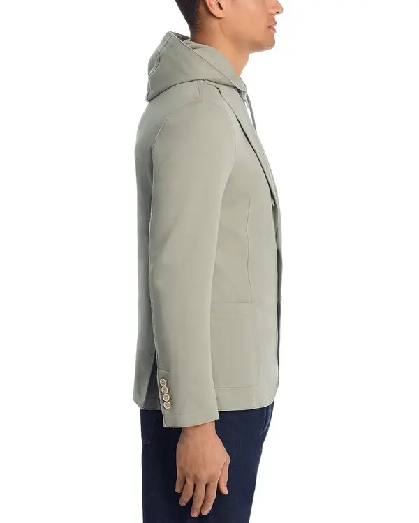 Eleventy Cotton Pique Jersey Jacket With Removable Hood - Sage