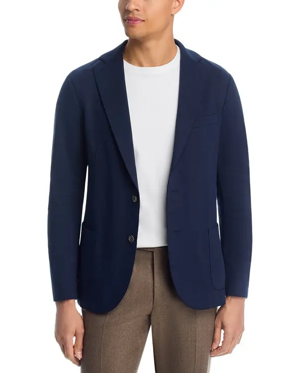 Eleventy Cotton Jersey Jacket With Removable Hood - Navy