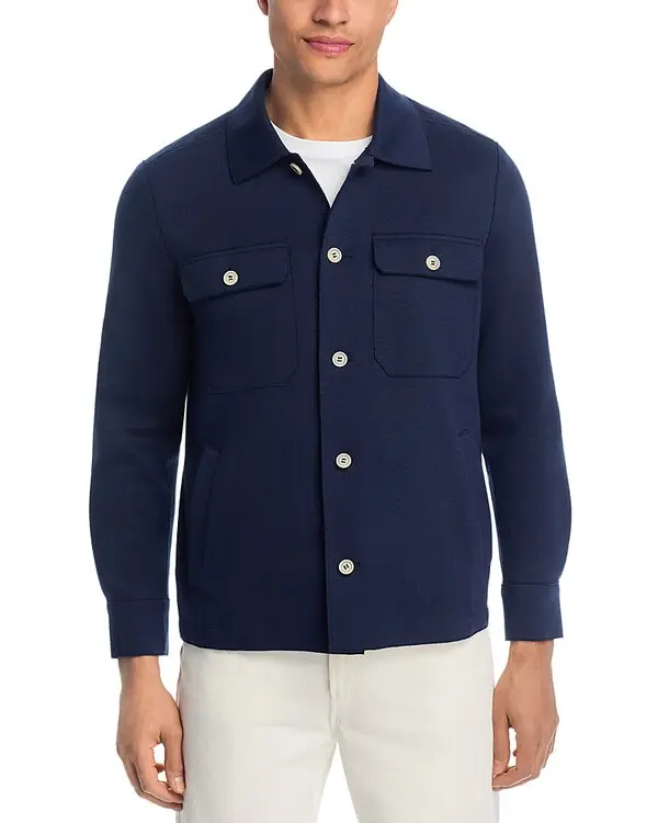 Eleventy Cotton Jersey Overshirt - Navy