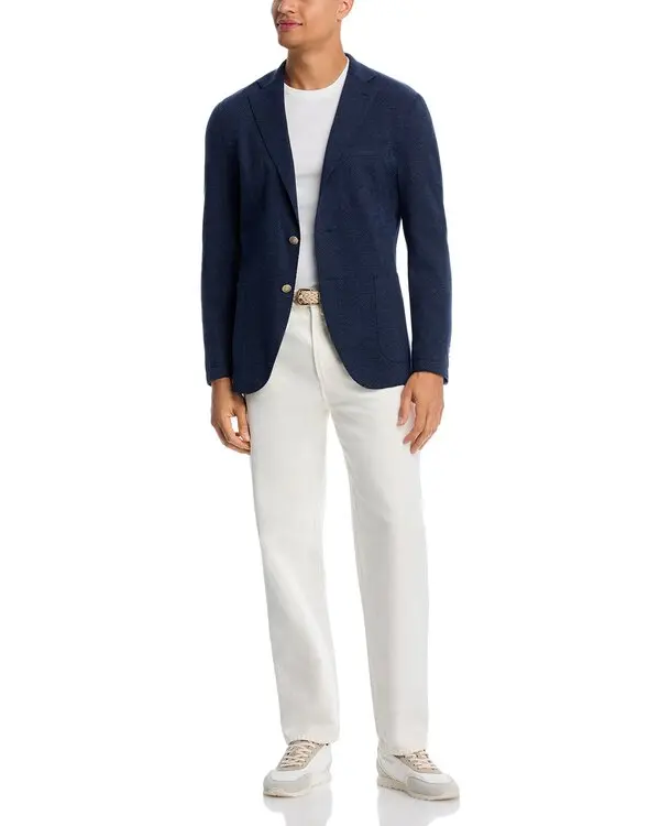 Eleventy Herringbone Cotton Jersey Soft Jacket - Navy
