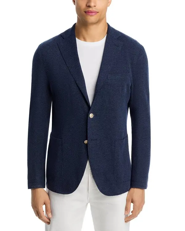 Eleventy Herringbone Cotton Jersey Soft Jacket - Navy
