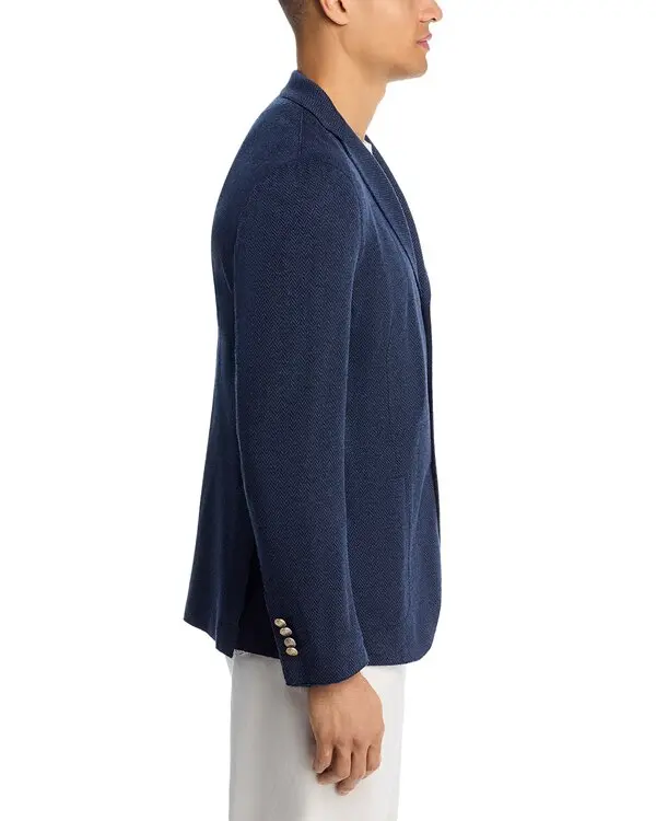 Eleventy Herringbone Cotton Jersey Soft Jacket - Navy